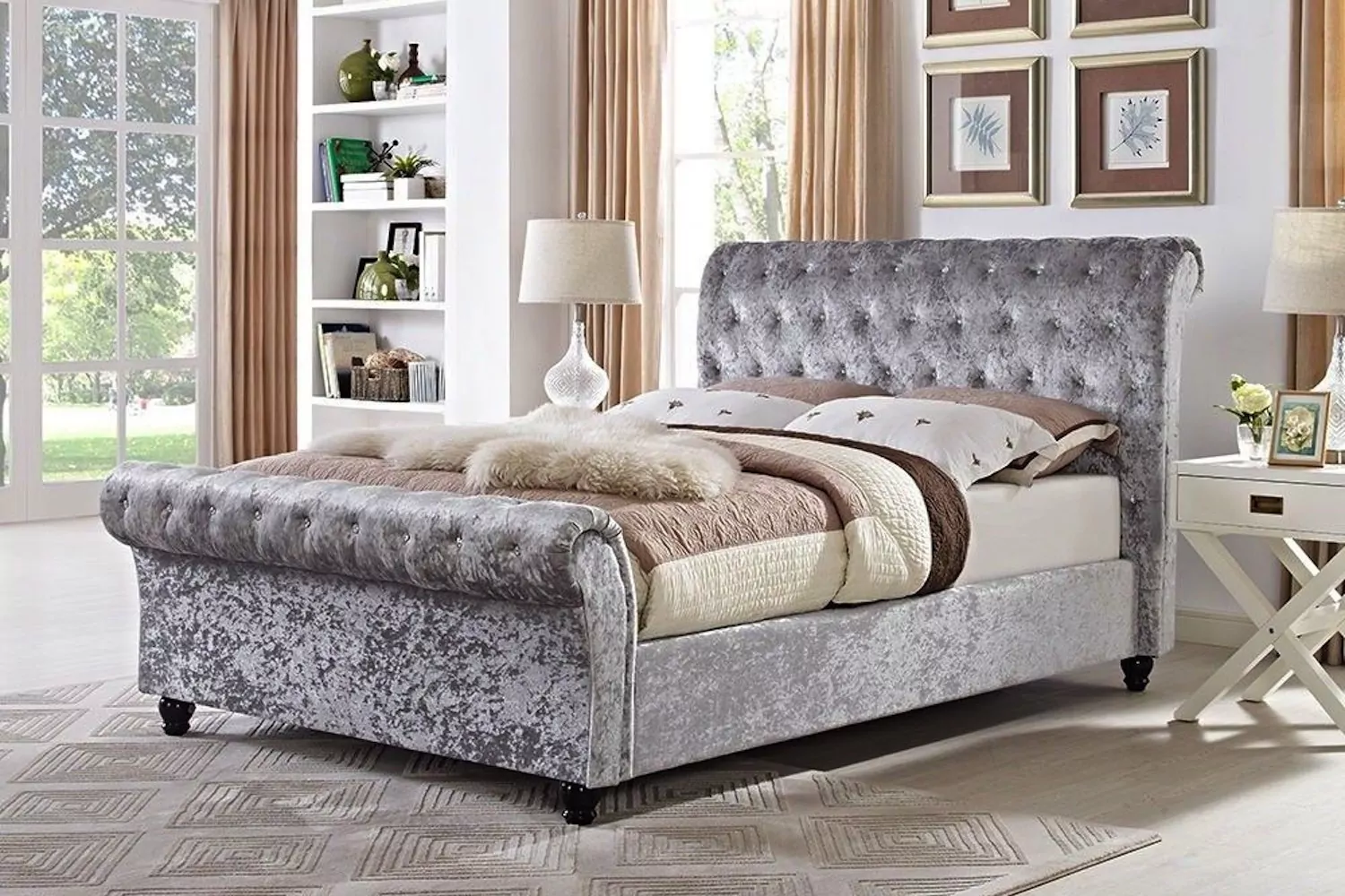 Belford Chesterfield Upholstered Sleigh Bed Frame AAA Beds